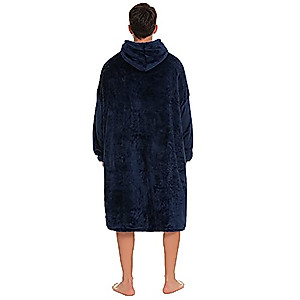 YEPLINS Oversized Blanket Sweatshirt Hoodie, Wearable Hoodie Sherpa Hoodie Sweatshirt, Soft Warm Hooded Blanket Giant Hoodie for Men (Blue)