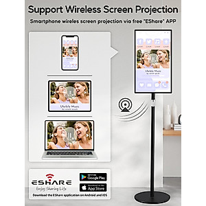 PWR4GTR 15.6 Inch Digital Signage Capacitive Multi-Touch Screen Advertising Display with Adjustable Metal Stand Android 11 Commercial LCD Monitor with Auto Play, Wireless Screen Mirroring, 4+64GB