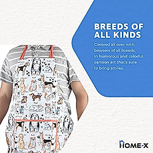 Home-X Dog-Print Apron, Cooking Apron for Women and Men, Professional Apron for Crafting, Dog Grooming, and More, One Size Fits Most