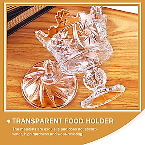 DOITOOL Crystal Glass Candy Dish With Lid Crown Candy Jar Decorative Candy Bowl Crystal Covered Cookie Jar for Home Office Desk