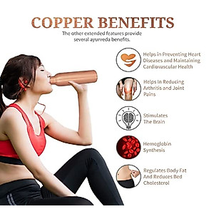 2activelife-Copper Water Bottle (34 Oz) Immunity Booster |Ayurvedic Copper Vessel - Drink More Water and Enjoy The Health Benefits Immediately/Yoga Bottle