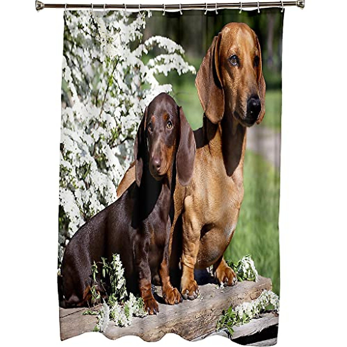 KRISIN Shower Curtain for Bathroom, Dachshund Pattern, Curtain Liner Resistant Resistant Washable Bathroom Curtains, Waterproof, 12 Hooks Bathroom Accessories