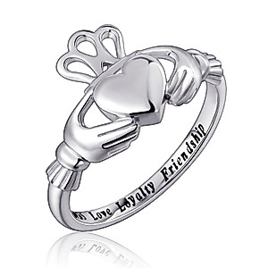 S925 Sterling Silver Love Loyalty Friendship Irish Ladies' Claddagh Ring Size 7