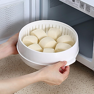 PYSUL Microwave Steamer for Vegetables, Veggie Steamer, Micro Cookware, Microwave Heating Bowl, Steamer for Cooking, Steamer Bowls for Microwave