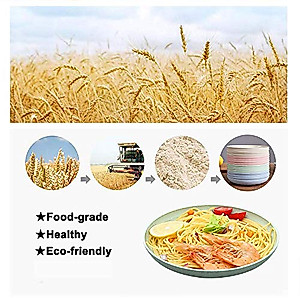 N/ A 4 Pcs 7 Inch Lightweight Wheat Straw Plates, Unbreakable Dinner Plate, Toddler, Anti-fallen, Dishwasher Microwave Safe Plates (4 colors)