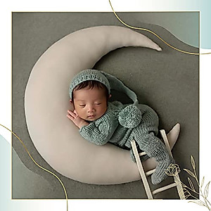 M&G House Newborn Photography Accessories Pillow Newborn Photography Outfits Girl Boy Half Moon Pillow Crescent Star Pillows Basket Photo Prop Baby Photoshoot Props Studio Set(White)