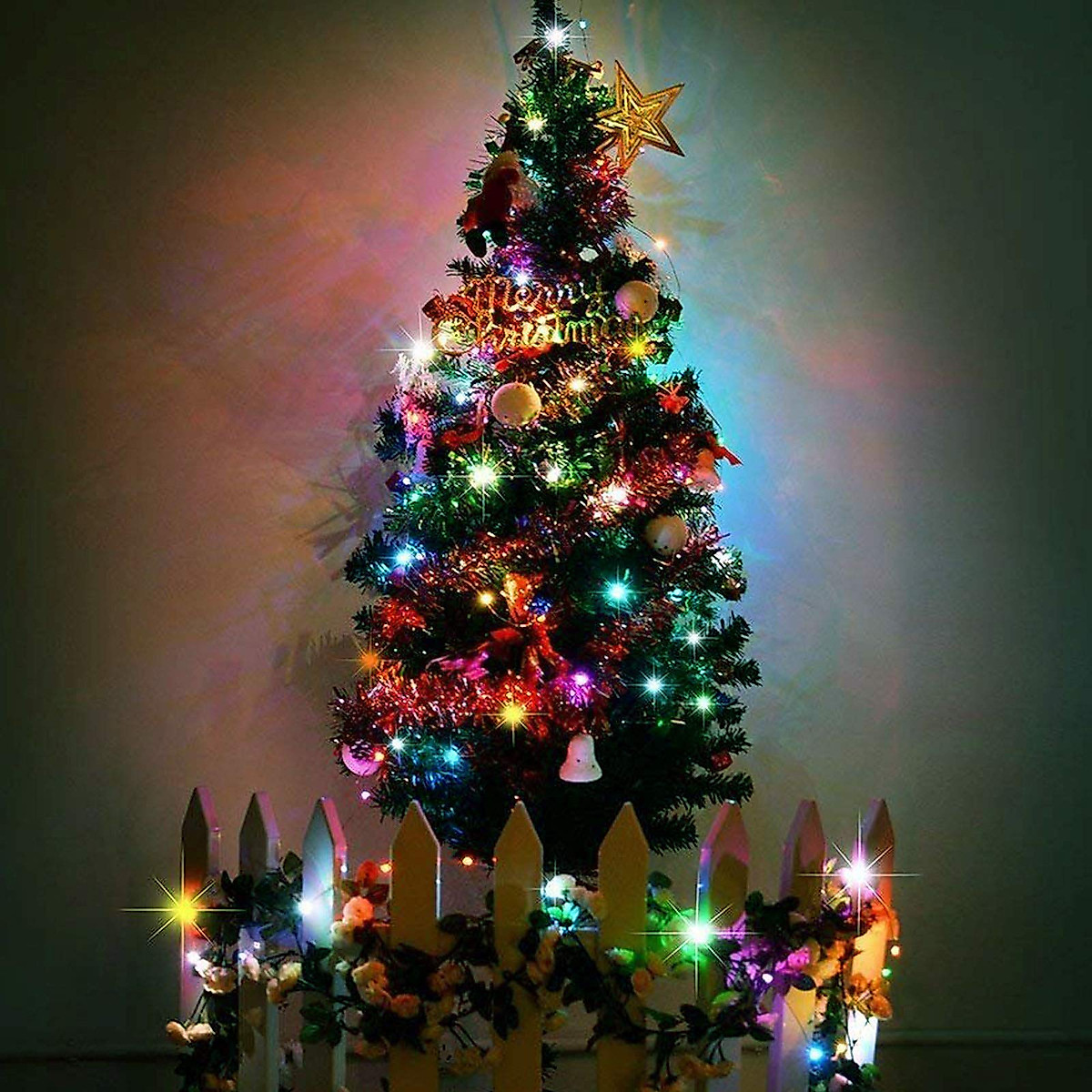 RUICHEN USB Fairy Lights 66 Ft 200 LED String Lights with ON/Off Switch, Waterproof Copper Wire Firefly Lights for Bedroom Wall Ceiling Wreath Christmas Easter Wedding Party (Multicolor)