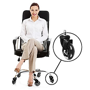 Slipstick CB690 Floor Protecting Rubber Office Chair Caster Wheels (Set ff 5), Roller Style, Universal 7/16" Stem, 3" Black Castors