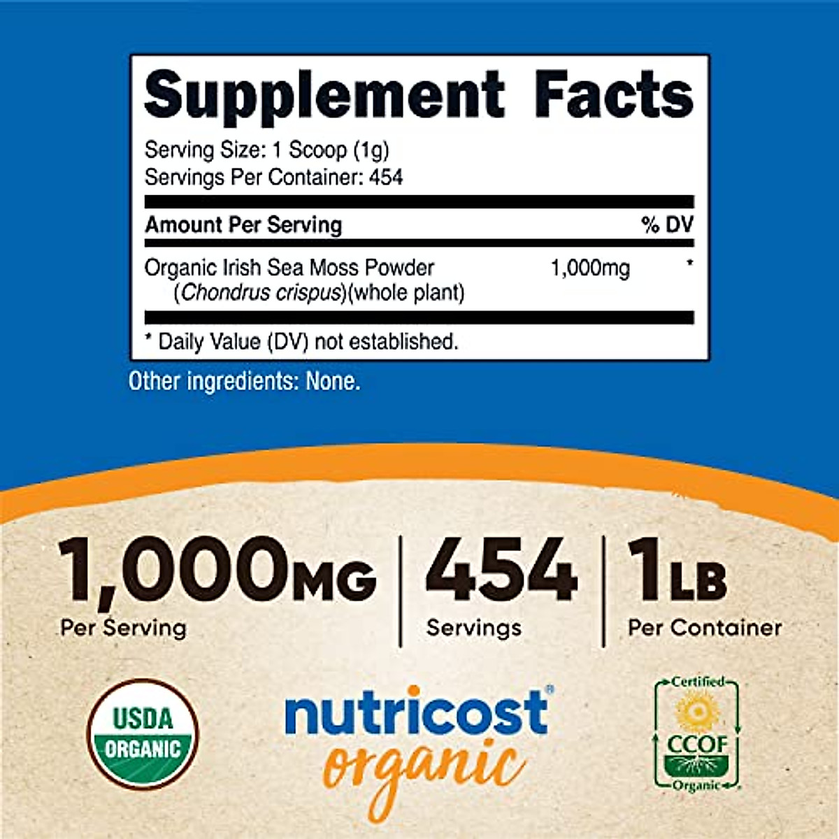 Nutricost Organic Irish Moss Powder (1 LB) - Gluten Free, Non-GMO, Vegetarian Friendly