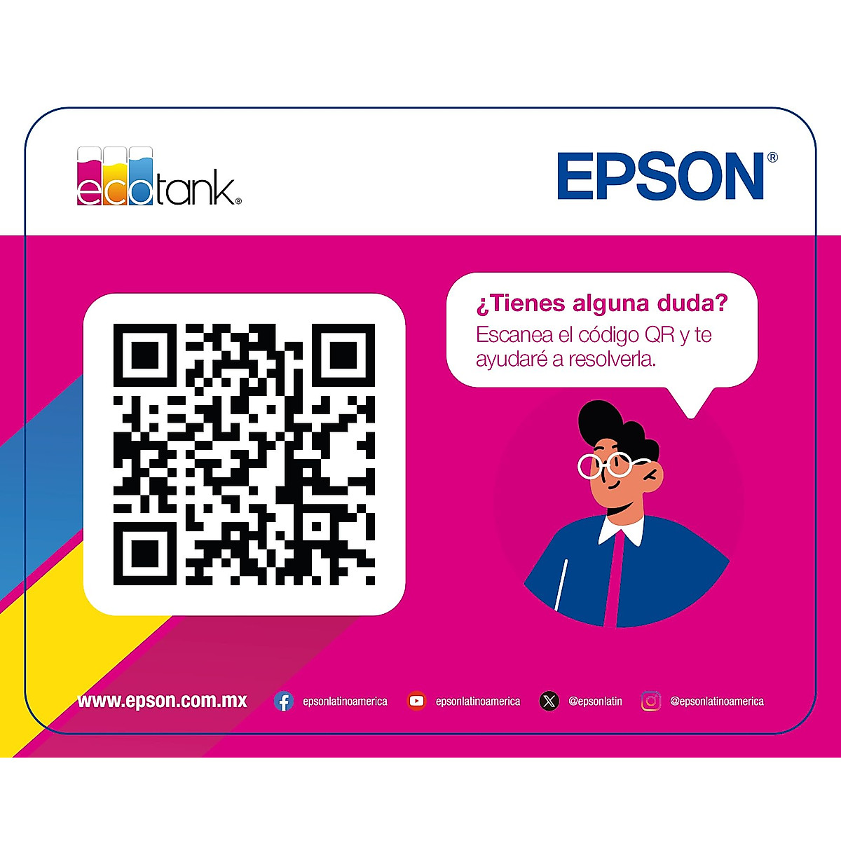 Epson EcoTank ET Series Wireless Color Inkjet All-in-One Supertank Printer, Borderless Photo Printing, Print Scan Copy, Voice Activated - 10.5 ppm, Ethernet, White