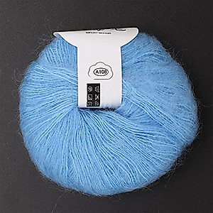 Soft Mohair Pashm Knit Angora Long Wool Yarn, Durable and Anti Pilling,Various Color, Hand Washable, Great for Scarves, Shawls, Sweaters, Hats, Shoes, Seat Cushions (08 Light Blue)
