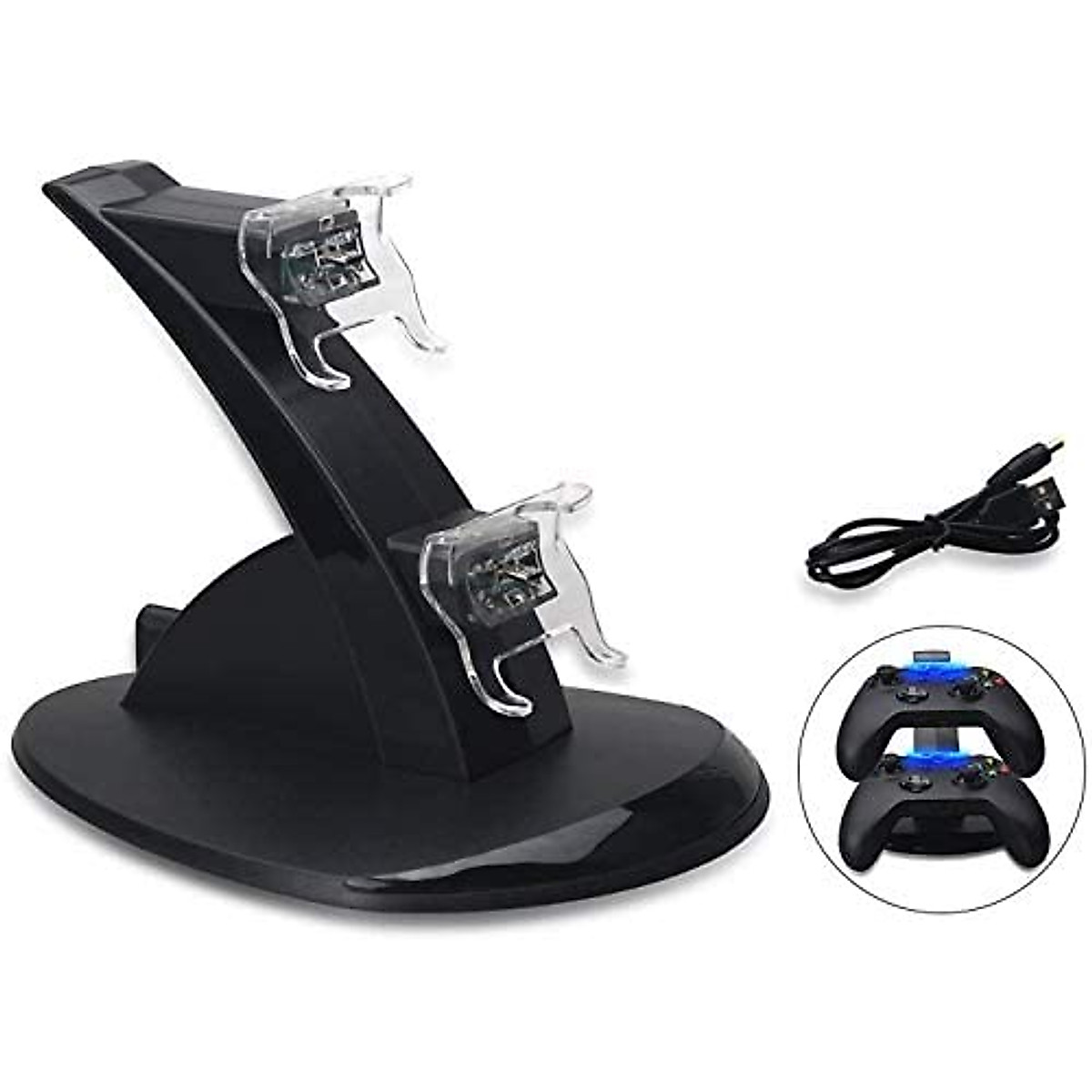 Charger Charging Station,Poulep Charging Station for Xbox One, Dual Charger Stand Compatible With for Xbox One/S(Black)