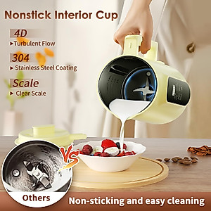 Nut Milk Maker Machine, 45oz Almond Milk Maker, Oat Milk Maker, Soy Milk Maker, Plant Based Milk Maker, Coconut, Cashew, Juice, Smoothies Non Dairy Beverages, Keep Warm, No Soaking, Auto-Clean, Yellow