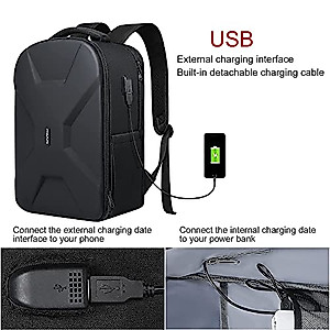 MOSISO Neoprene Sleeve Bag with Small Case Compatible with 13-13.3 inch Laptop & 15.6-16 inch Waterproof Hardshell Laptop Backpack with USB Charging Port, Black