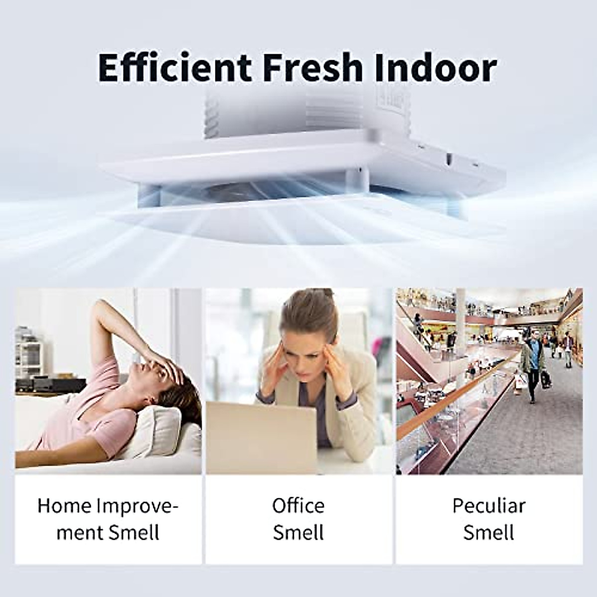 Zeyzer Exhaust Fan 110 CFM 1.0 Sones 5.9" Duct White Square Quiet Powerful Ceiling or Wall-Mount Ventilation Fan for Bathroom/Corridor/Office/Laundry Room/Shop