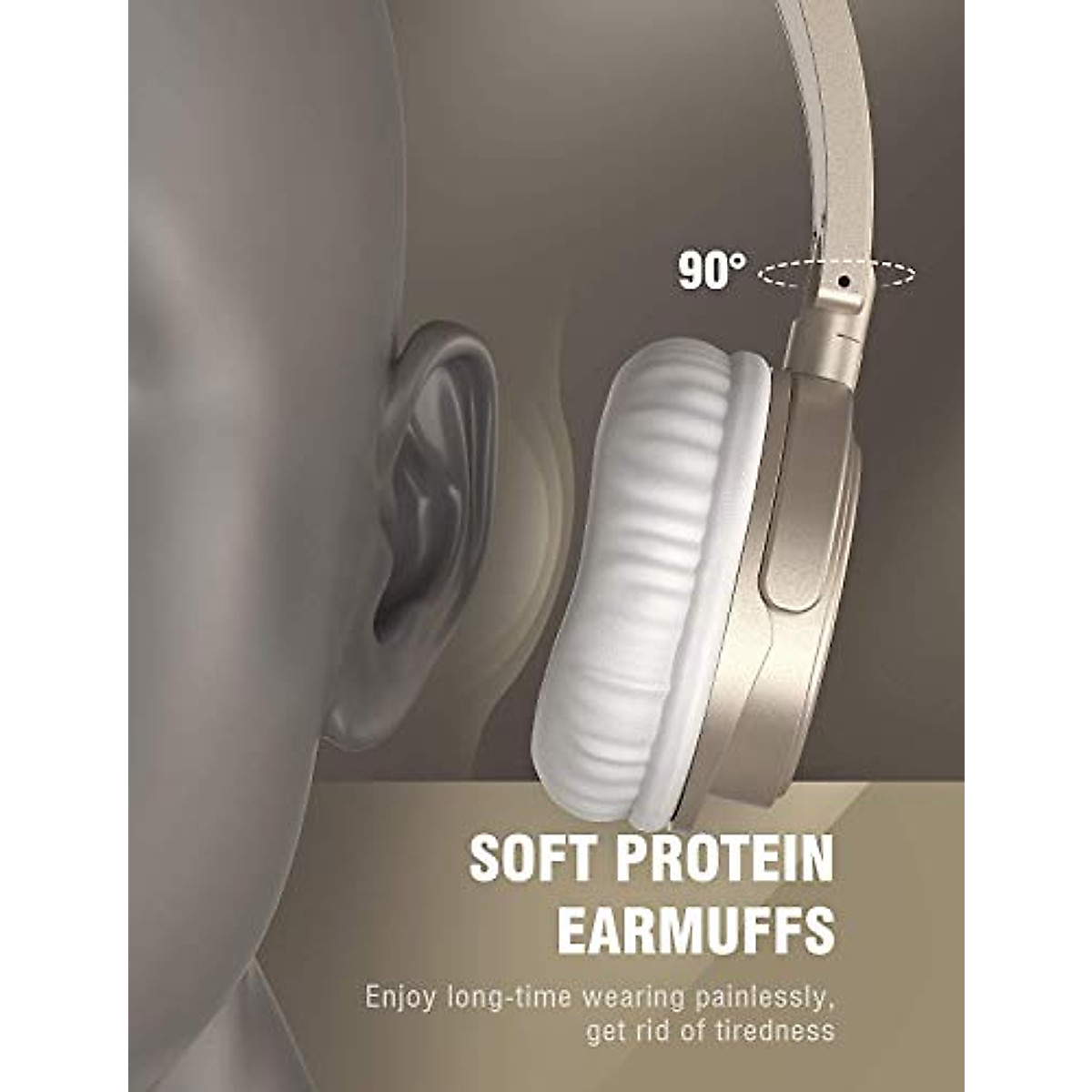 Nasuque Wired Headphones with Microphone, Portable Foldable Headsets with Stereo Bass, Noise Isolating and Adjustable Headband for Home Office Travel (Gold)