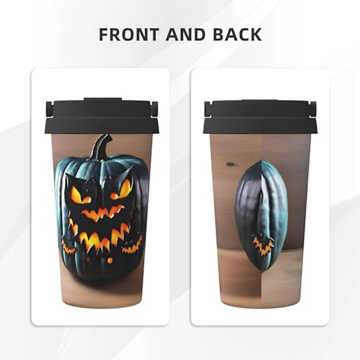 WANGXUEE halloween Bat Pumpkin Print 500ml Stainless Steel Travel Tumbler Double Wall Vacuum Insulated Coffee Mug