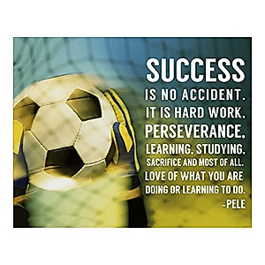 Success Is Hard Work - Motivational Wall Art Print, Inspirational Pele’s Quotes Wall Decor for Home Decor, Classroom Decor, Locker Room Decor, Gym Wall Decor, Unframed Wall Prints- 8x10”