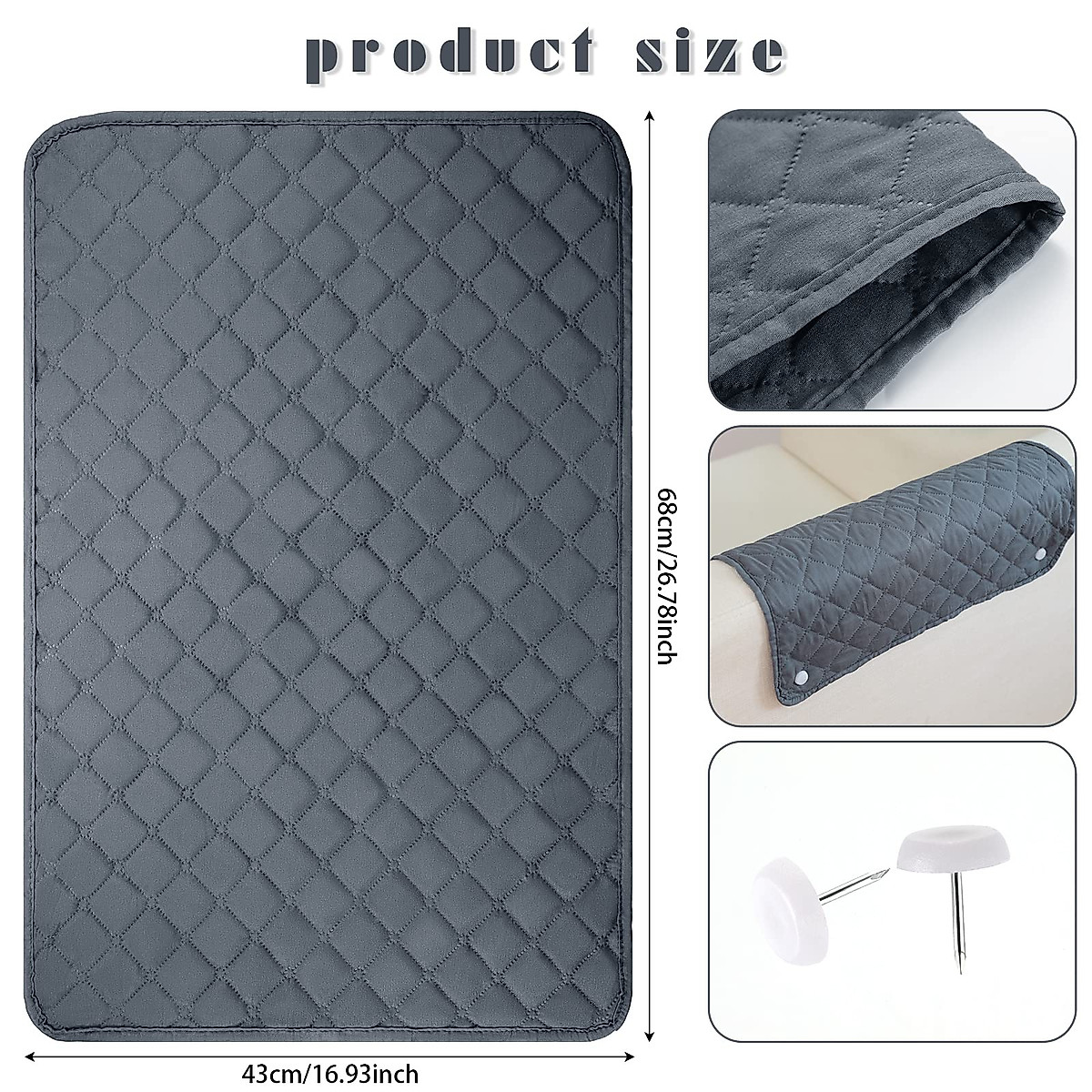 Moukeren 3 Pieces Recliner Headrest Protector Headrest Cover for Recliner Chair Sofa Covers Couch Chair Head Protector for Sofa Furniture Protectors(Gray)