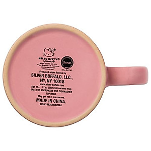 Silver Buffalo Sanrio Hello Kitty Halloween Frankenstein Wax Resist Ceramic Pottery Mug, 17 Ounces