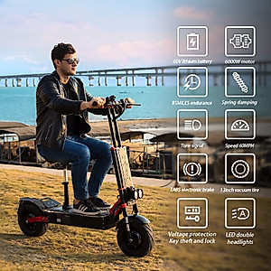 REDDYDY Electric Scooter, Max Speed 60MPH,Total Power 8000W,90 Mile Long Range Battery, 60V43AH Dual Drive, 13-inch Wheels, Portable Foldable, Off-Road Electric Scooter for Adults, black