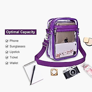 USPECLARE Clear Purse Stadium Approved Clear CrossBody Bag for Men and Women Transparent Messenger Shoulder Bag
