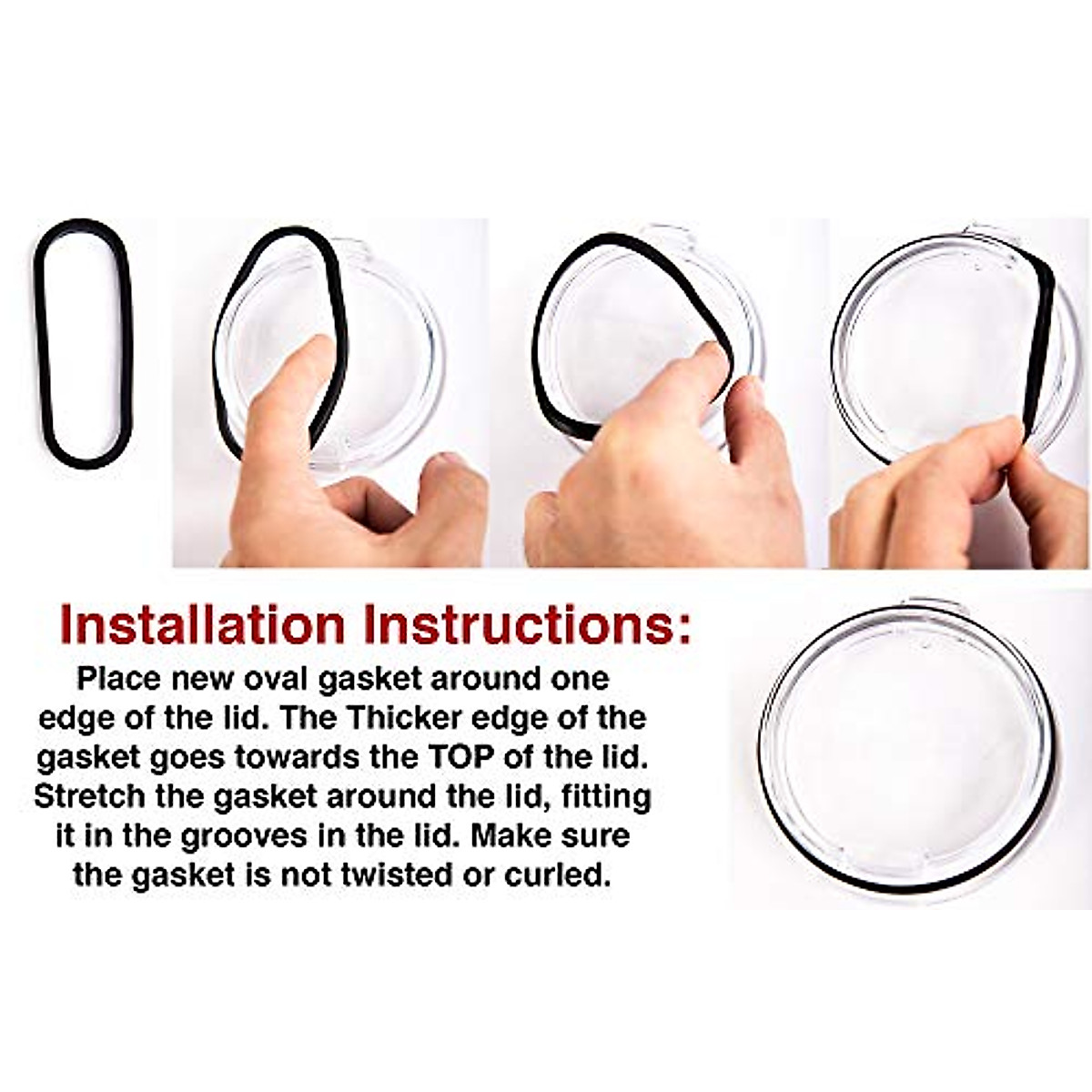 2 Pack Replacement Rubber Gasket Seal Ring 30 oz Tumbler Vacuum Stainless Steel Cup Flex Spare Yeti Ozark Trail Rocky Mountain Top Lid CocoStraw Brand (2 Pack Gaskets - 30oz)