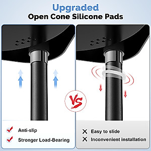 Roleader Corner Shower Tension Pole: Rust Proof 4Tier Shampoo Storage Organizer for Inside Shower-Telescoping Rod Rack Bathroom and Bathtub-Restroom Floor Standing Bath Holder Black