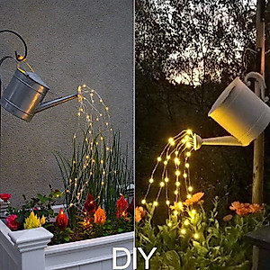 VOOKRY 10 Strands 200 LEDs Hanging Twinkle Fairy Lights Battery Operated with Remote, Waterproof Waterfall Vine String Lights Silver Wire Branch Lights with Timer for Outdoor DIY Watering Can Lights