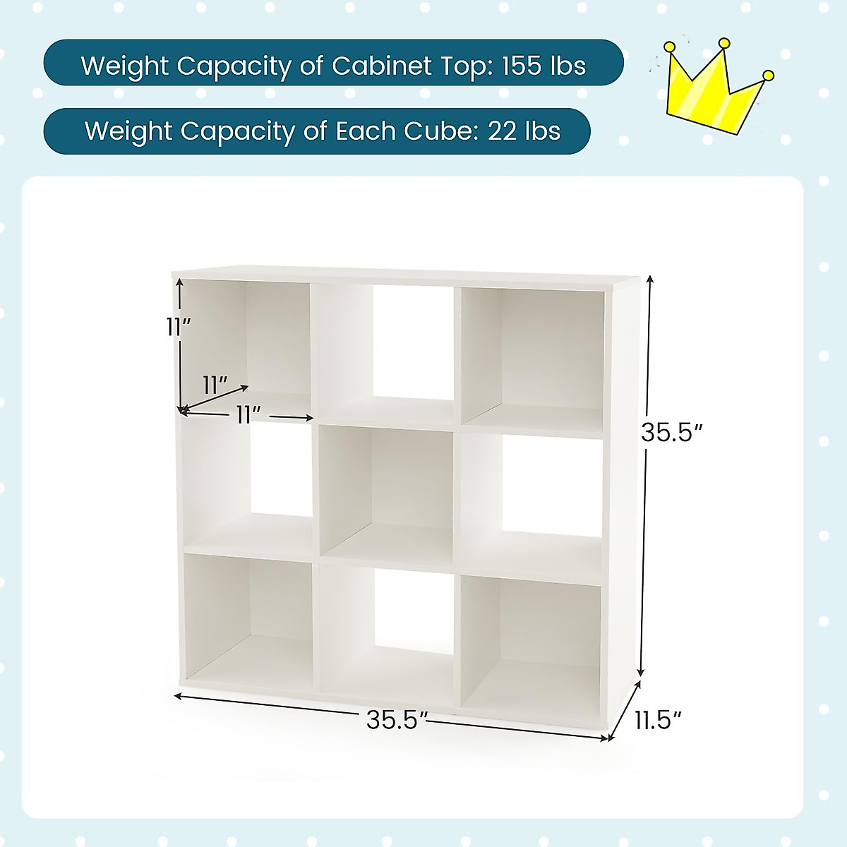 Costzon 9-Cube Toy Storage and Organizer, 4-Tier Wooden Kids Bookshelf, Toy and Book Storage Display Organization, Toddler Shelf for Playroom, Living Room, Classroom, Nursery, White
