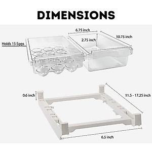 Fridge Storage Container And Egg Holder For Refrigerator, 2-pack clear organizer bins, set for soda, fruit, vegetables, under shelf, Egg Organizer, stackable drawers