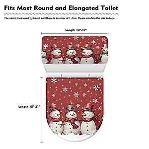 Zanxiantu Christmas Toilet Lid Cover Soft Absorbent Toilet Tank Lid Cover for Bathroom Decor Toilet Lid Seat Cover Set Snowman Washable Spandex Toilet Protector Cover