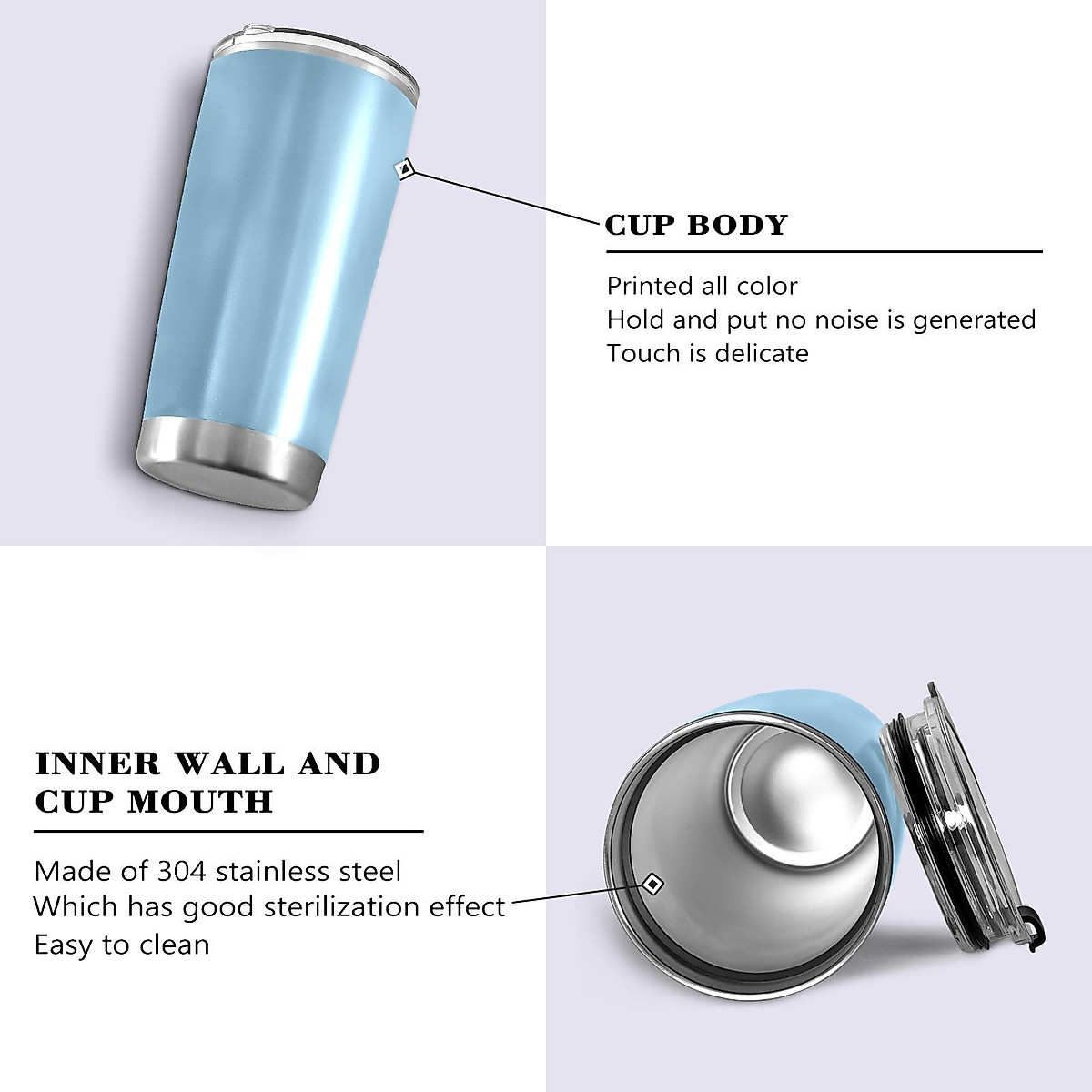innewgogo Light Blue 20 oz Stainless Steel Vacuum Insulated Tumbler for Women Men Reusable Water Bottle with Leak-proof Lid & Straw Thermal Cup for Home Office School Gym Water Iced Tea Coffee