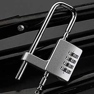 Padlock, Combination Lock, 4 Digit Combination Padlock, 2-1/2" (64mm) Wide Body. 3/8 inch Stainless Steel Retractable Long Shackle is Suitable for Outdoor, School, Gym, Sports lockers, Fences,