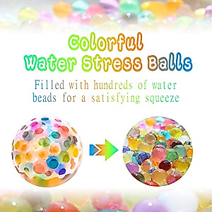 ALMAH Stress Balls for Adults and Kids (4 Pack), Squishy Balls with Water Bead, Squeeze Ball to Relax, Focus, Decompress, Anxiety Relief, for Autism ADHD and More