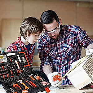 100-Piece Tool Set, OUZRS Home Repair Tool Set Household Hand Tool Kit For DIY and Quick Repairs, with Plastic Toolbox Storage Case