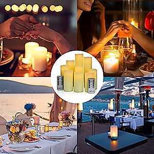 OSHINE Flameless Battery Operated Candle, LED - Set of 9 Flickering Pillar with 10-Key Remote & 24 Hours Timer, Ivory Real Wax Candles for Home Decor