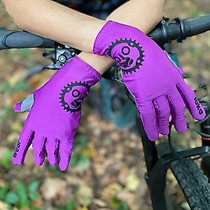 Loka Wear Women MTB Cycling Biking Gloves Full Finger All Finger Tips Touch Screen Breathable Light Weight Padded Audrey - Magenta (Medium)