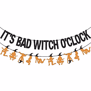 It's Bad Witch O'clock Banner Garland for Halloween Bachelorette Party Decorations