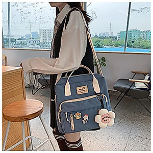 Kawaii Backpack with Kawaii Pin and Accessories Cute Tote Bag with Flower Accessories Pins Laptop Bag (A-Blue)