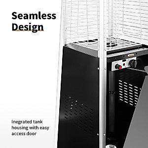 Patio Heater, KEZATO Outdoor Pyramid Patio Heater with Cover and Wheels 42000 BTU Glass Tube Propane Heater for Commercial and Residential Use Black