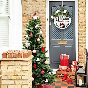 Mrocioa Welcome Sign, 14 x 14 inches, Decorative Signage with Interchangeable Gnome Icons, Seasonal Wood Wreaths Front Door Decorations, Housewarming Gift