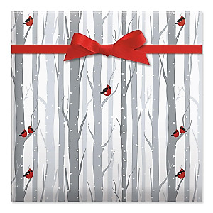 Current Forest Friends Silver Christmas Rolled Wrapping Paper - Premium Jumbo 23-Inch x 32-Foot Gift Wrap Roll, 61 Square Feet Total