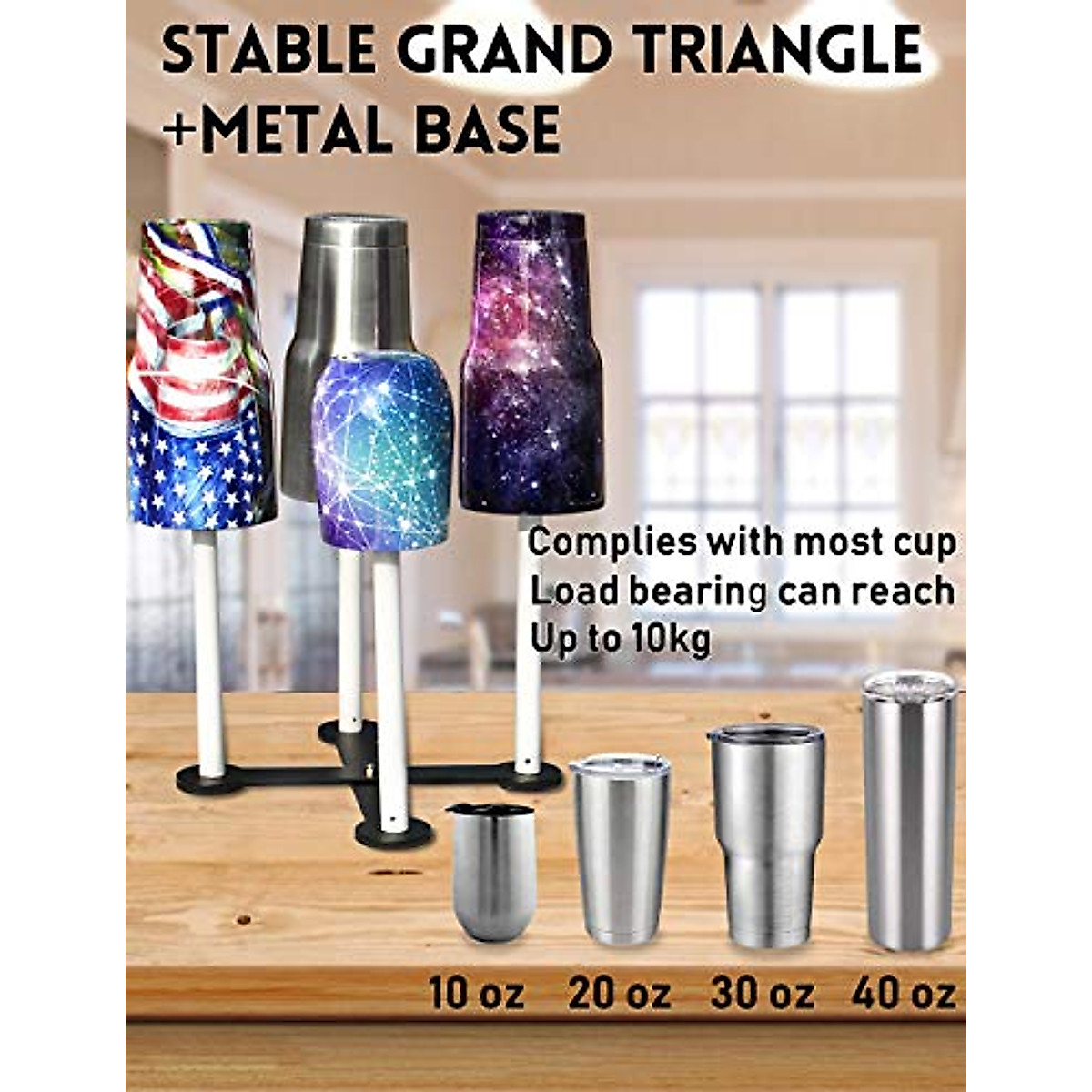 Drying Stander Holder of Tumbler Cup Spinner，Tumbler Drying Rack for DIY Craft Glitter Epoxy Tumblers Cup Turner Kit Stainless Steel Material,Suitable for Different diameters (2pcs)