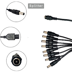 [UL Listed] SOLTECH 12V 5A 60W CCTV Security Camera Power Supply AC DC Adapter with 8-Way Power Splitter Compatible with Samsung Wisenet Lorex, Night Owl, Defender Q-See Swann