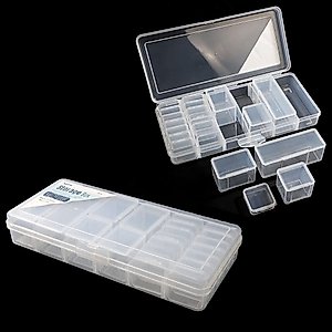 20 Grids Clear Plastic Bead Organizers and Storage with Hinged Lid, Diamond Painting Storage Containers Mixed Sizes, Craft Organizers and Storage for Jewelry Storage, Fishing Tackles, 2 Pack