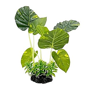 Smoothedo-Pets Aquarium Plants Fish Tank Decorations Plastic Artificial Plant Goldfish Waterscape Betta Fish Hides/Rest (Rainforest Leaf)