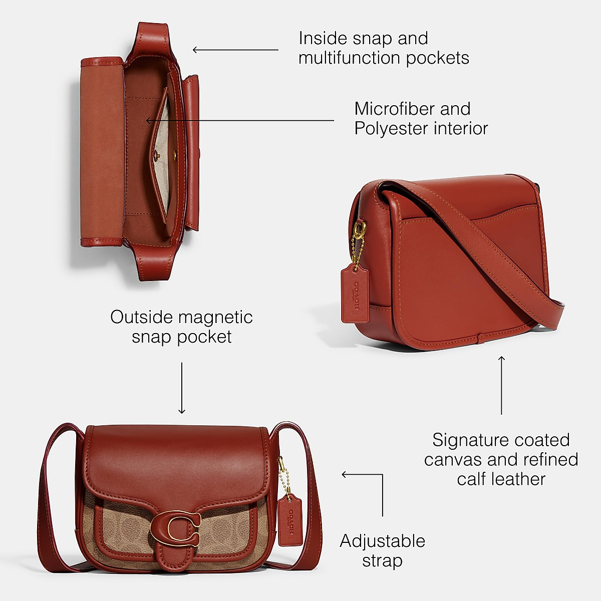 COACH Coated Canvas Signature Tabby Messenger 19, Tan Rust