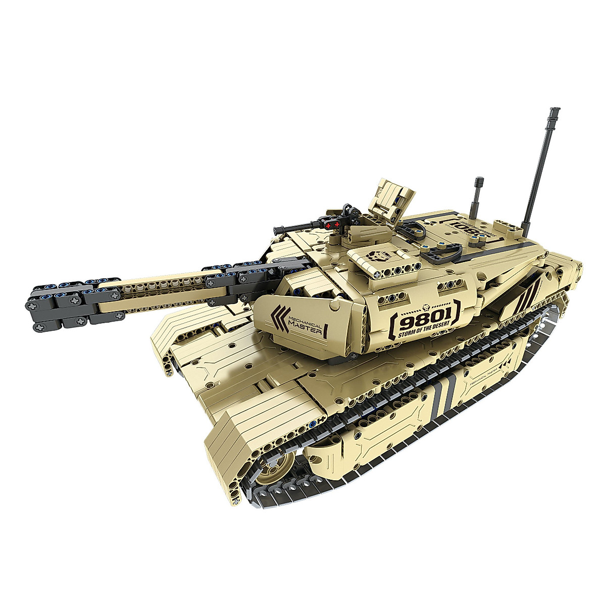 Bo Toys R/C Shooting Tank Building Bricks Radio Control Toy, 1276 Pcs Military Battle Storm of The Desert Tank Kit with USB Rechargeable Battery, Construction Build It Yourself Toys