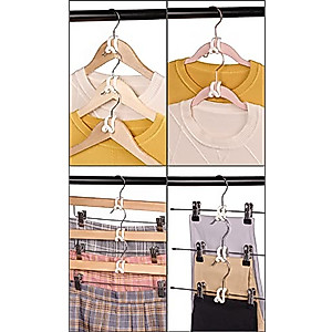 80 Pcs Clothes Hanger Connector Hooks, Mini Cascading Hanger Hooks Plastic Connector Hooks for Velvet Huggable Hangers, Heavy Duty Space Saving for Closet, Black and White